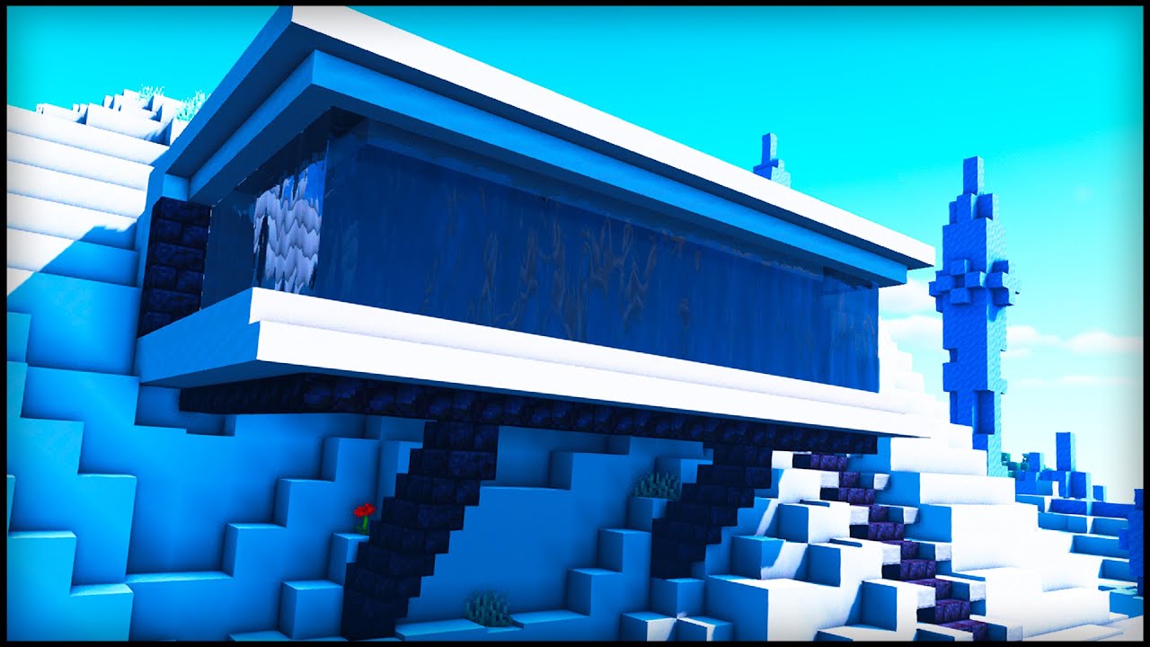 Minecraft: Snowy Waterfall Modern House | How to build a Cool Mountain ...