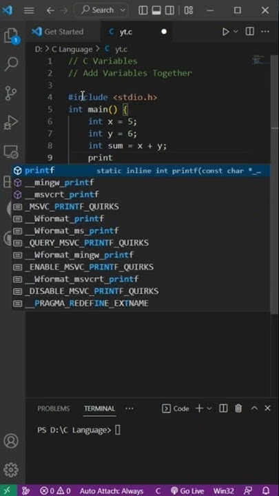 Add Variables Together In C Language C Language Beginner Youtubeshorts Shorts Clanguage
