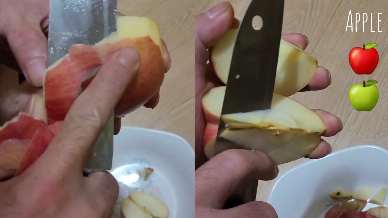 Peeling red apple fast! Cut, peel, ASMR! - YouTube