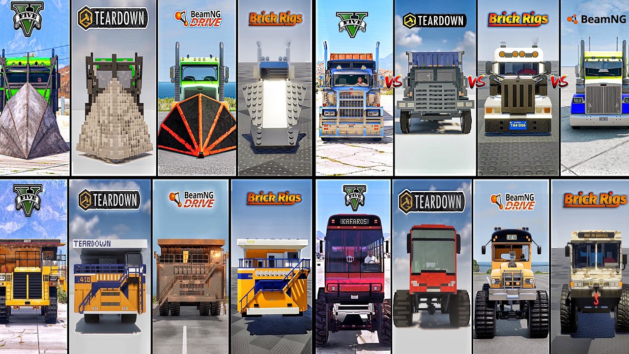 GTA 5 VS TEARDOWN VS BEAMNG DRIVE VS BRICK RIGS - BEST OF MODS EVER ...