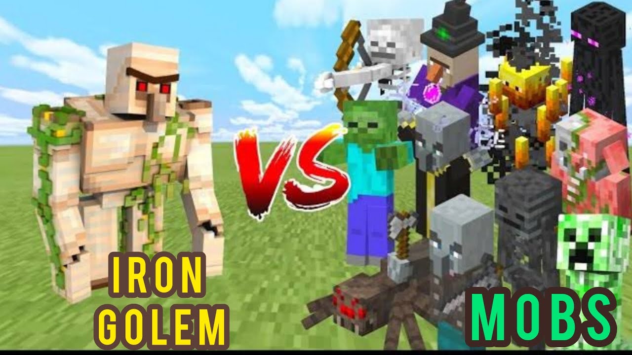 Minecraft - Iron Golem vs Different Mobs | Minecraft survival - YouTube