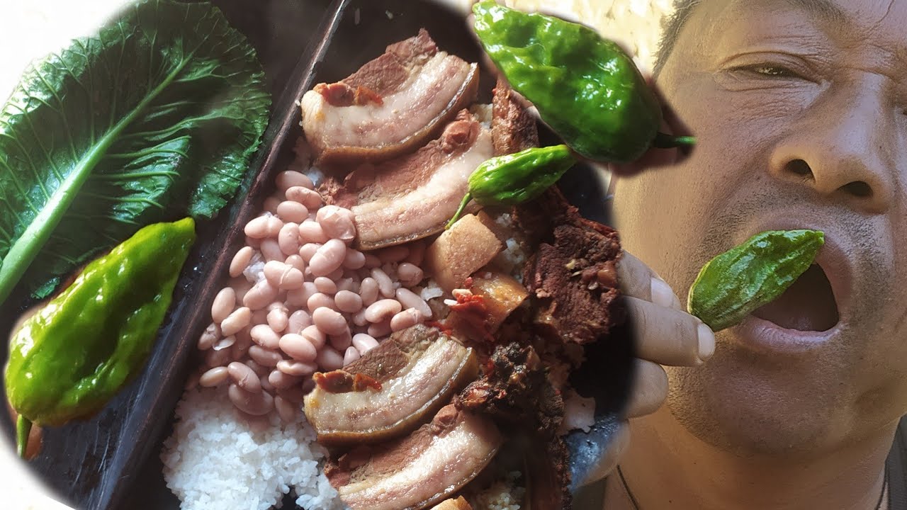 Spicy Smoked pork with axone (fermented soybeans)kingchili & kholar ...