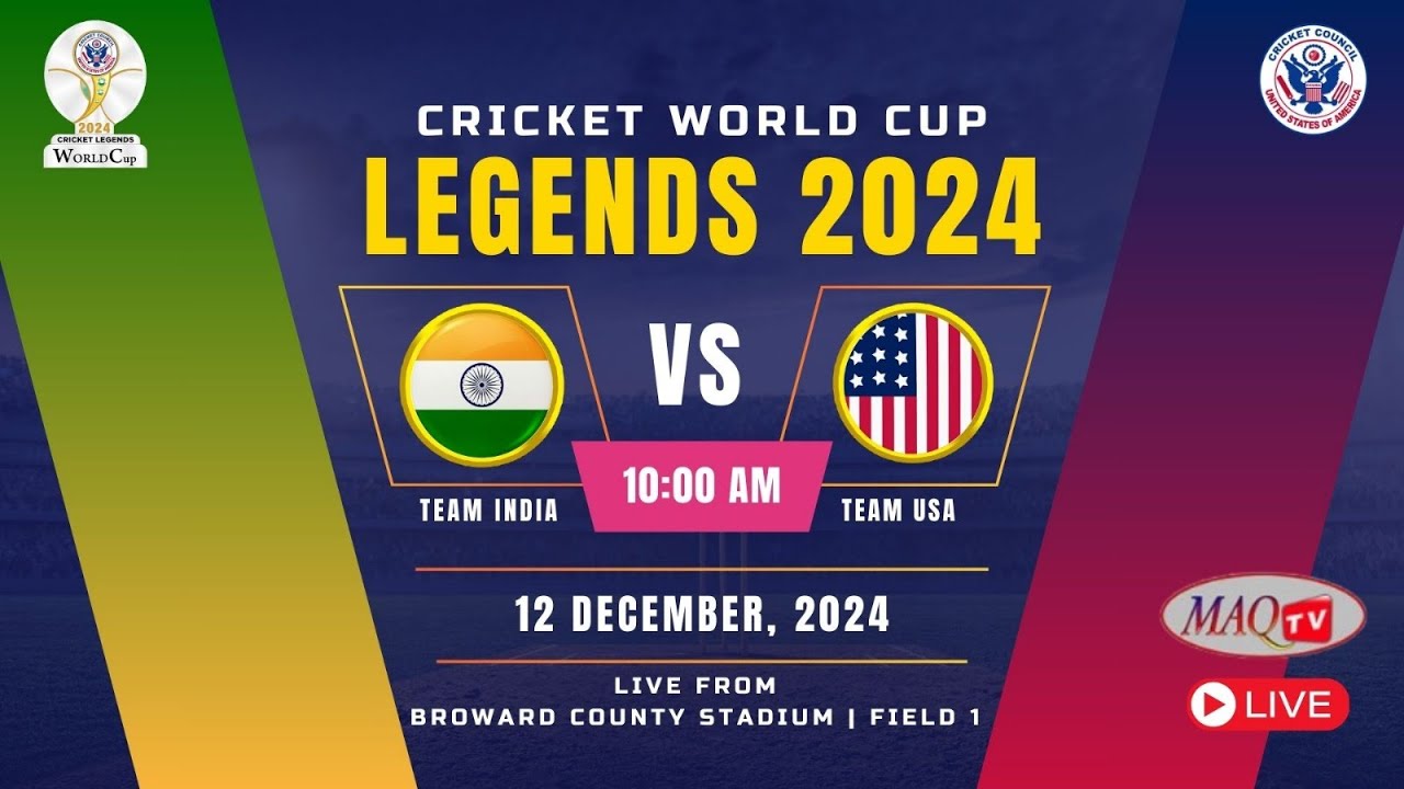 LIVE WORLD CUP 2024 LEGENDS MATCH#5 TEAM USA VS TEAM INDIA - YouTube