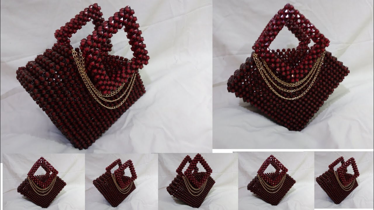Diy beaded bag // How to make a diamond shaped beaded bag - YouTube