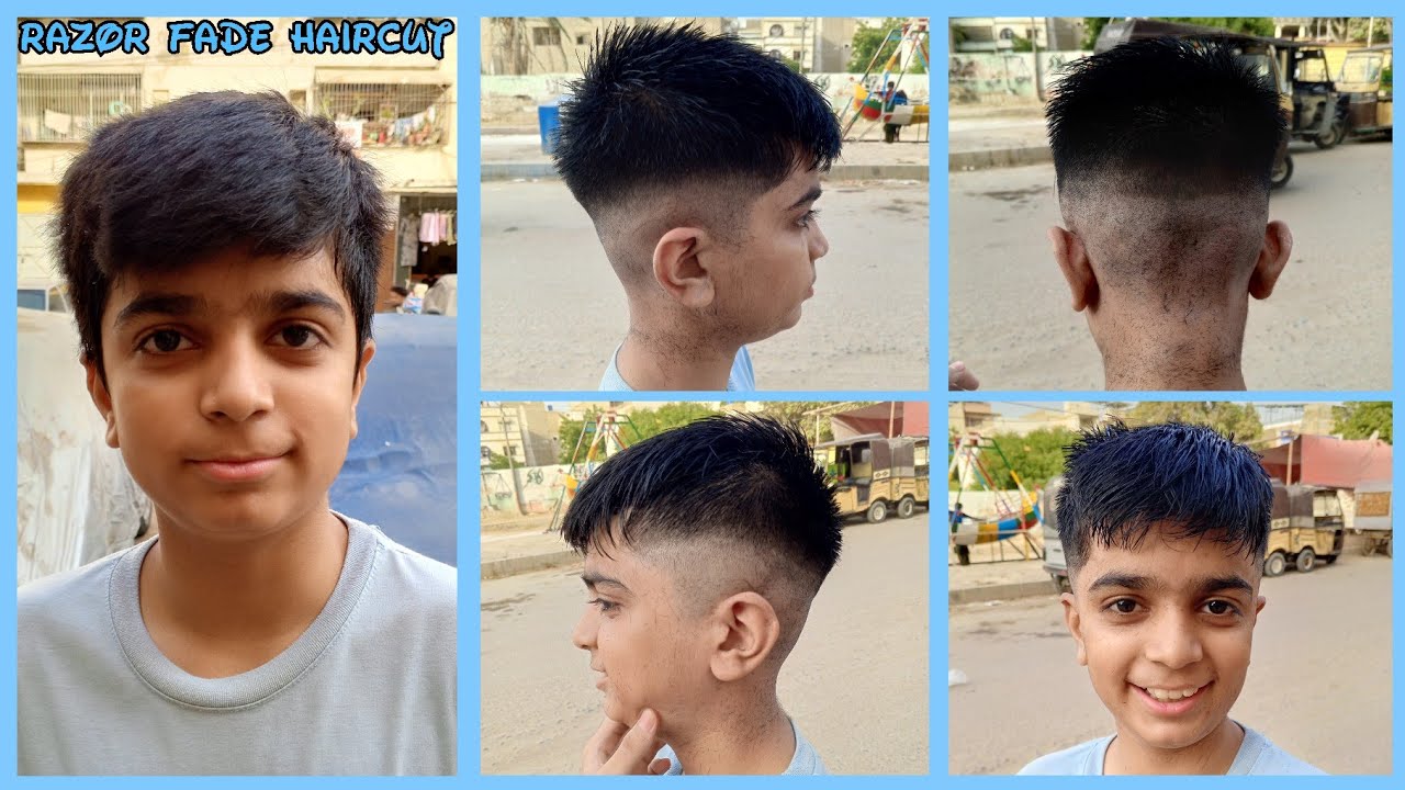 A Cute & Little Boy Abdullah Get's Summer Razor Skin Fade Haircut In ...