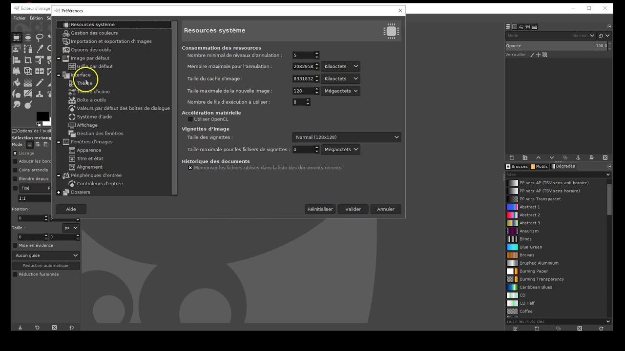 tuto Gimp modifier l'apparence de l'interface - YouTube