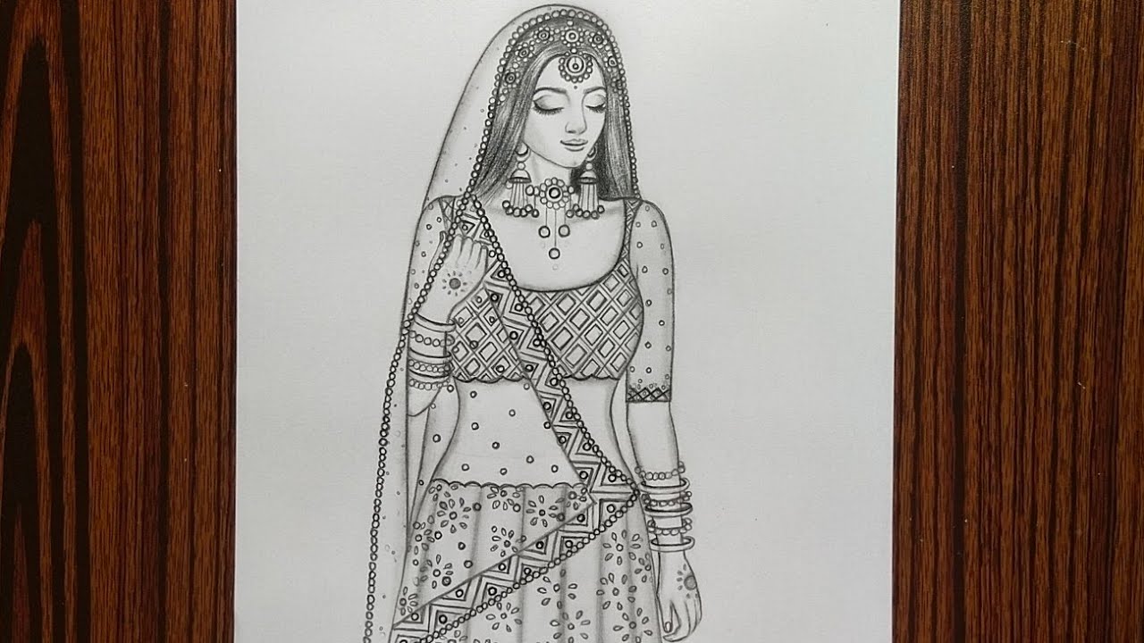 How to draw a Beautiful Traditional bride very easy | Girl drawing ...