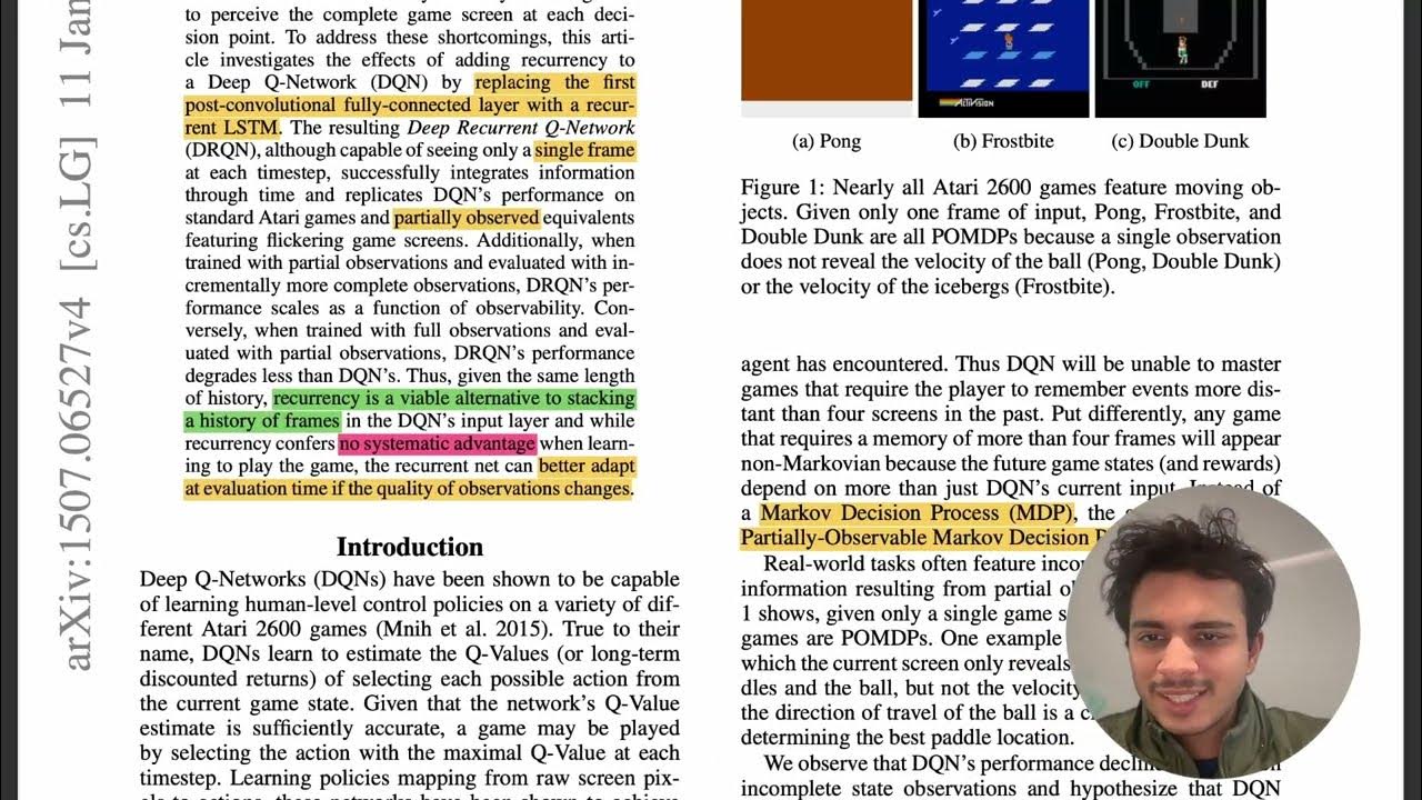 [research] Deep Recurrent Q-Learning for Partially Observable MDPs - YouTube