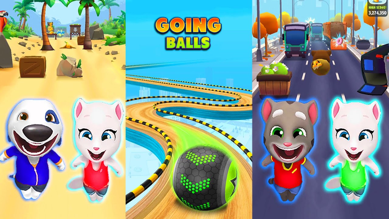 GOING BALLS VS TALKING TOM GOLD RUN - RGB TOM, HANK & ANGELA VS GOING ...