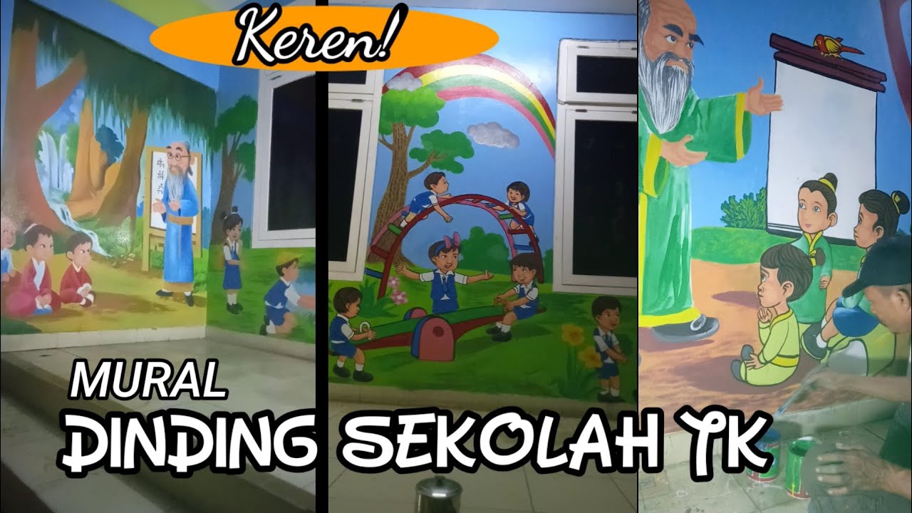 Mural Keren Dinding Sekolah TK - YouTube