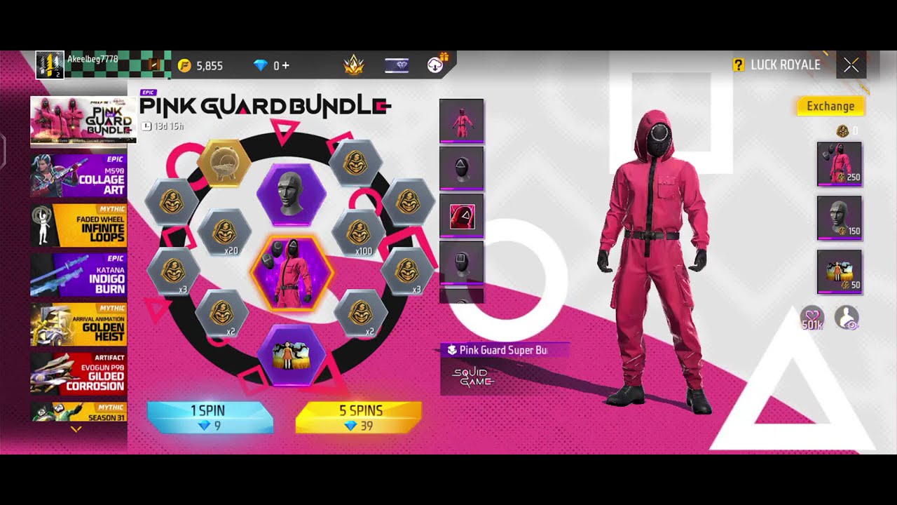 free fire upcoming new pink guard bundle event today - YouTube