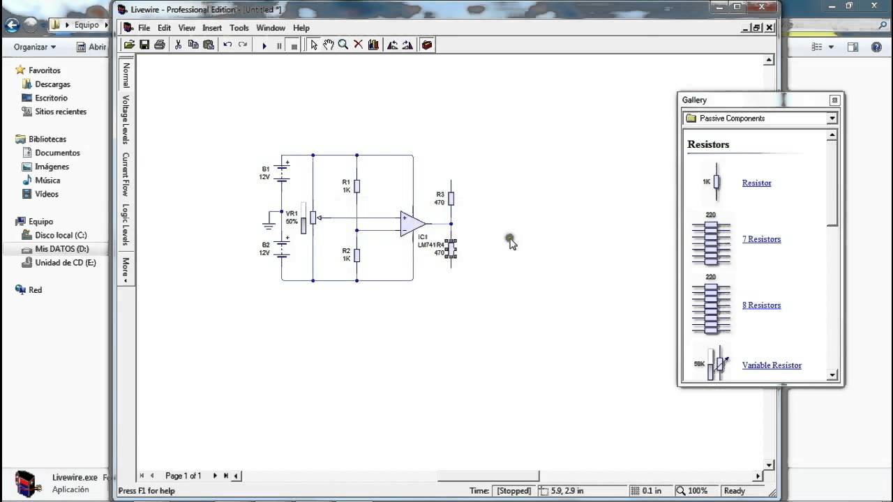 Simulador Livewire con Amplificadores Operacionales - YouTube