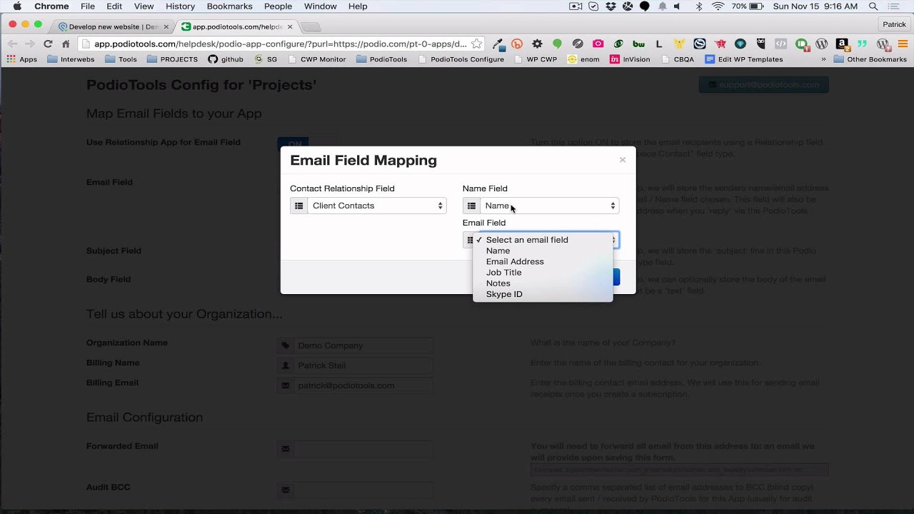 Email To/From Podio: Configure PodioTools v3 - YouTube