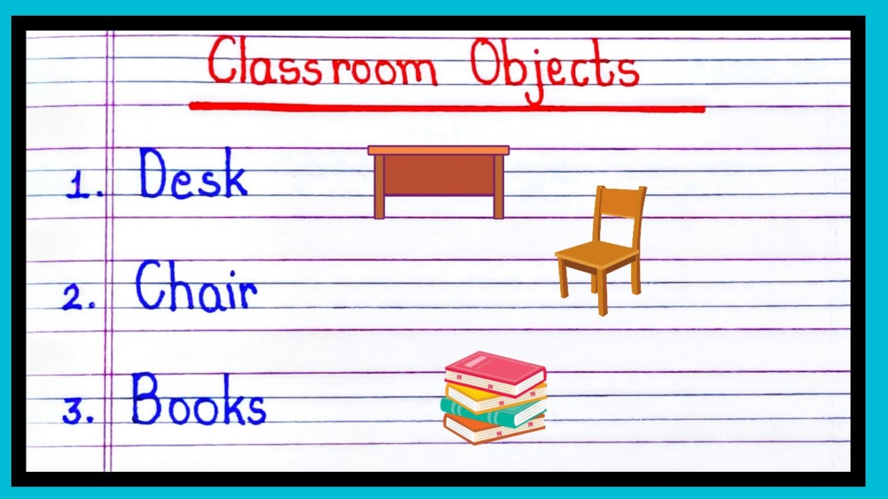 Classroom Objects in English || Classroom vocabulary || 20 Classroom ...