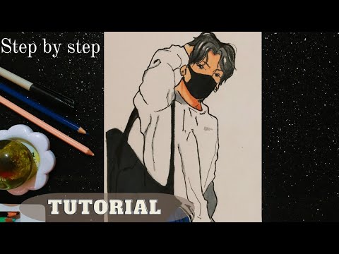 How to draw Jungkook step by step- BTS easy Drawing Tutorial | - YouTube