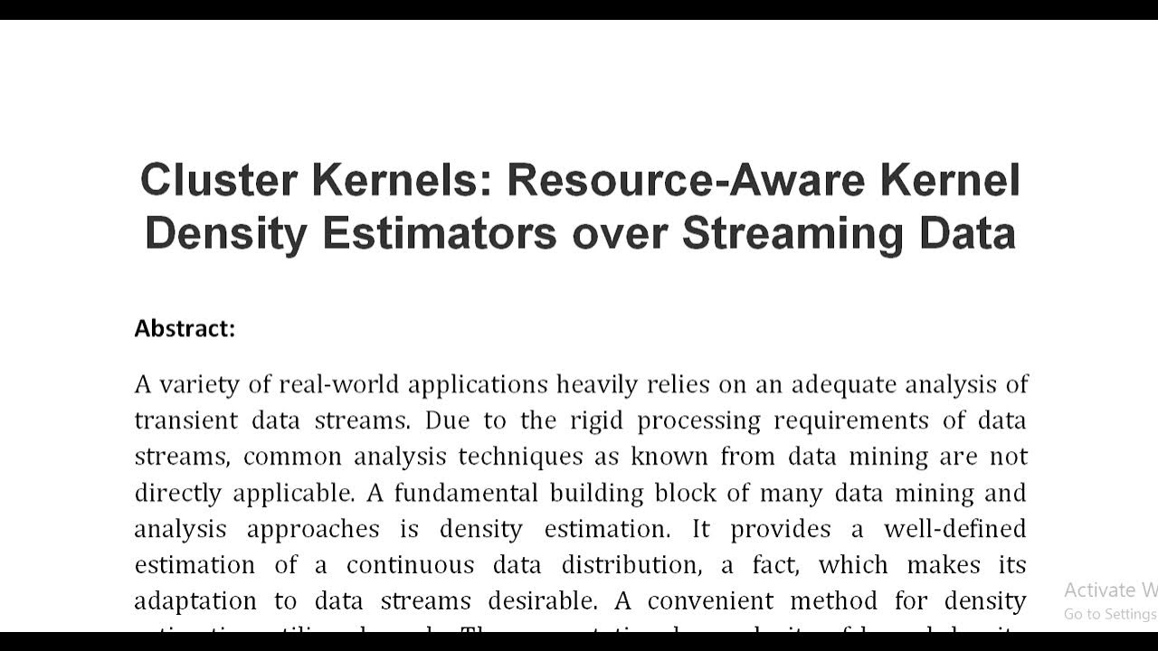 Cluster Kernels Resource Aware Kernel Density Estimators over Streaming Data - YouTube