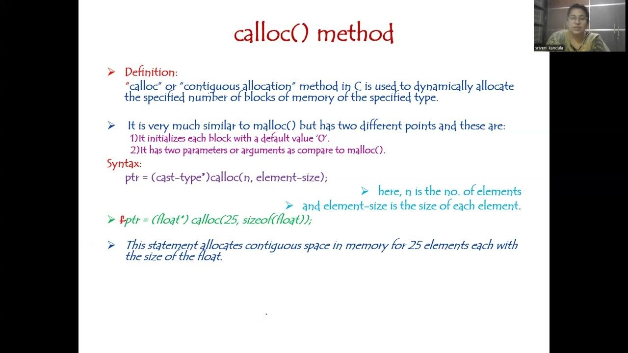 Dynamic memory allocation using calloc() with example - YouTube
