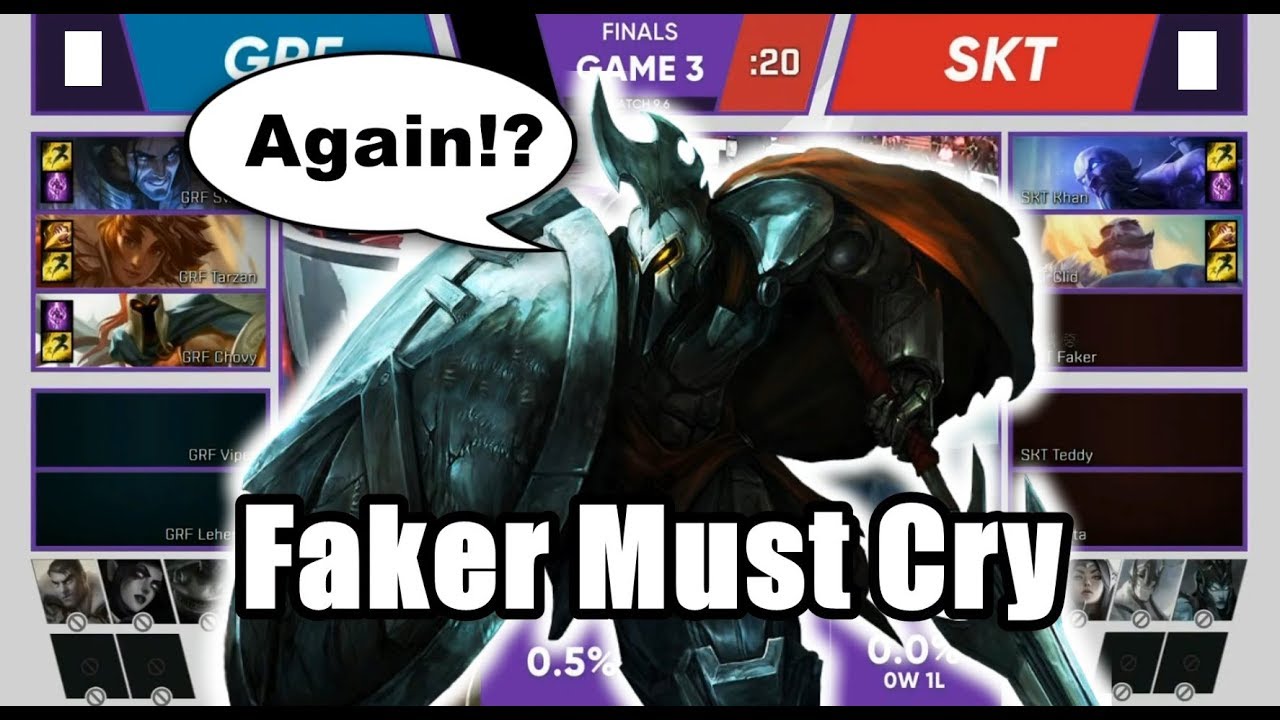 When Faker Cries - GRF VS SKT Game 3 Highlights - 2019 LCK Spring ...