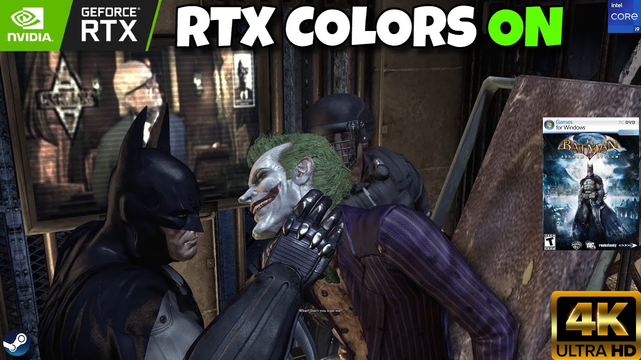 Batman Arkham Asylum | Default vs RTX Colors ON | 4K Ultra Graphics ...