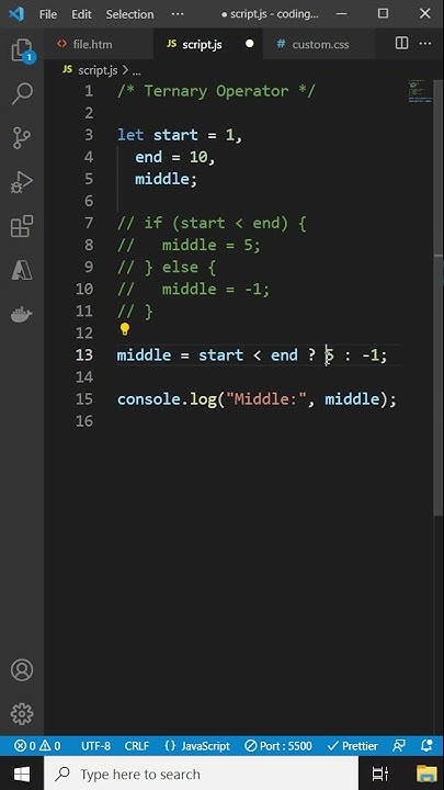 Conditional Ternary Operator - JavaScript Tutorial for Beginners - YouTube