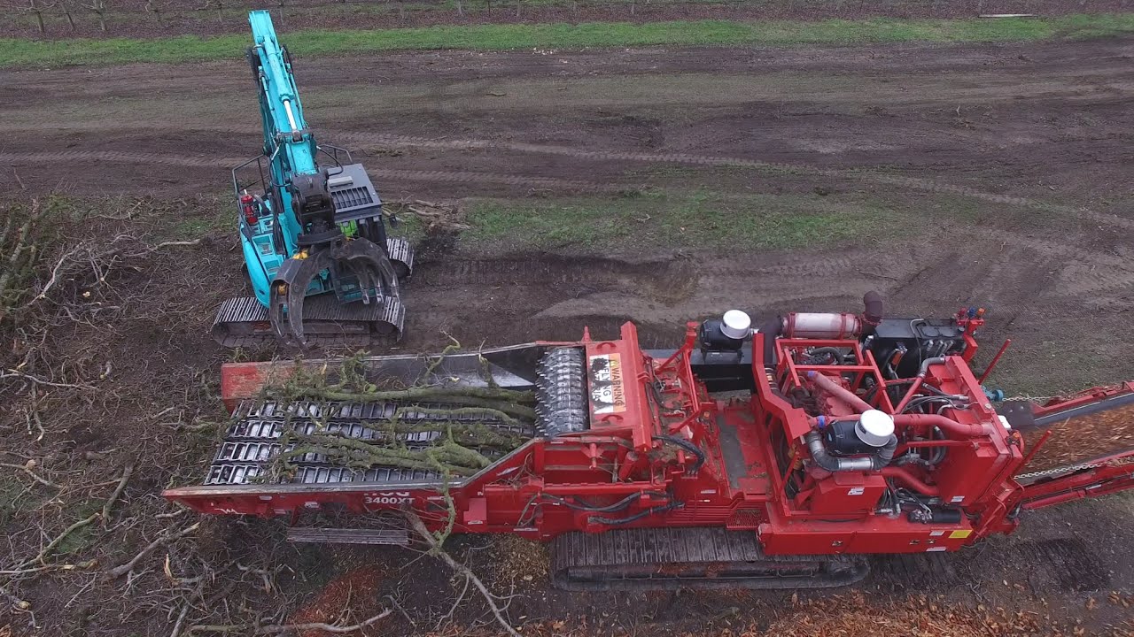 Morbark 3400X Mulcher reduces old Pear trees to wood chips in seconds ...