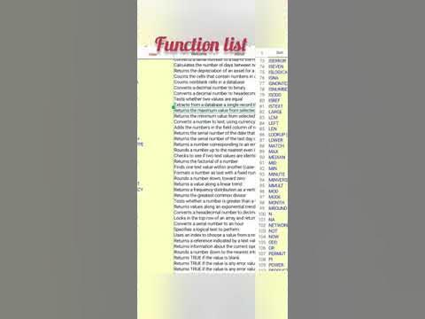 Excel Function Dictionary (Chapter 01) - YouTube