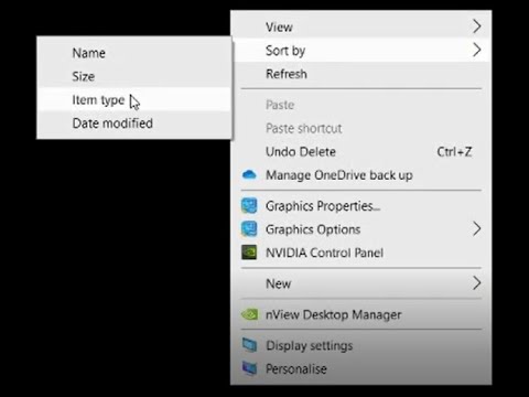How to sort desktop icon by Item type? Window 10 - YouTube