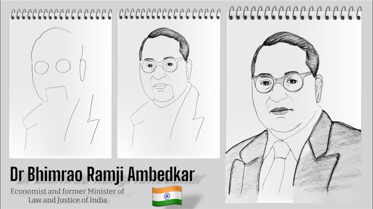Bhimrao Ambedakar drawing easy |🇮🇳| Bhimrao ambedkar ka chitra aasani ...