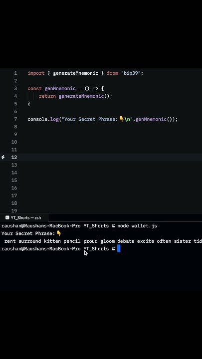 How to create crypto wallet in Nodejs | bip39 | #coding #programming #crypto #metamask #nodejs ...