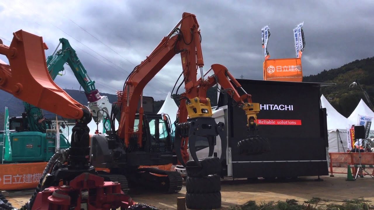 日立建機 ASTACO NEO（アスタコ ネオ）装着 ツカミーノウッド(W)+ツカミーノ全旋回フォーク - YouTube