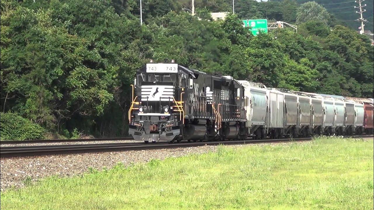 NS RPE4C #743 & GP40-2 # 3007 outrun ES44DC #7683 Autorack train @ Rochester, PA 6/30/14 00002 ...