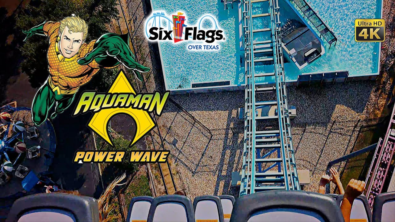 2024 Aquaman Power Wave Roller Coaster On Ride 4K POV Six Flags Over ...
