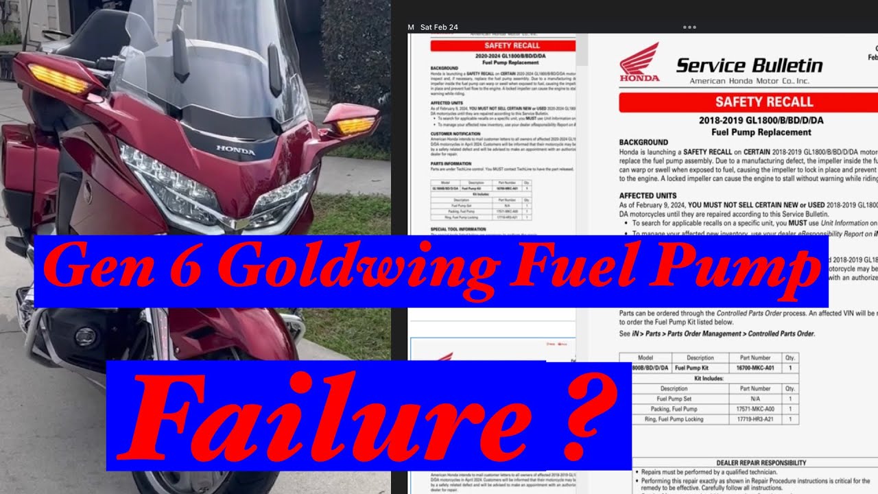 GEN 6 HONDA GOLDWING FUEL PUMP RECALL - YouTube