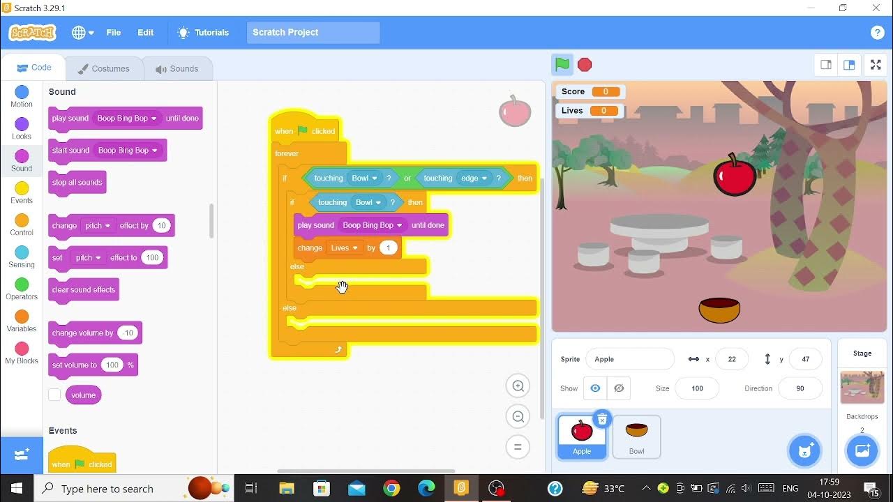 How to make a apple collecting game - YouTube