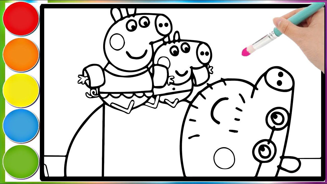 Peppa Pig, her brother, and her father enjoy playing on the beach ...