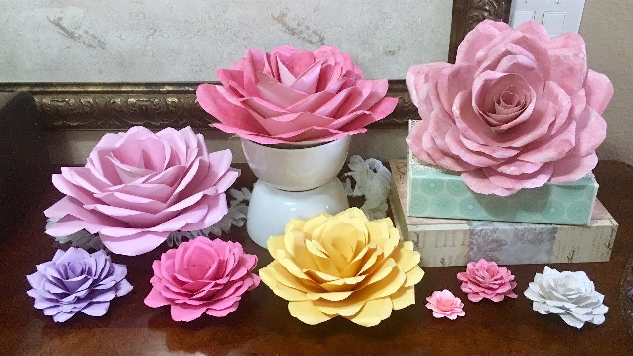 DIY Easy Paper Roses, any size, no templates needed! - YouTube