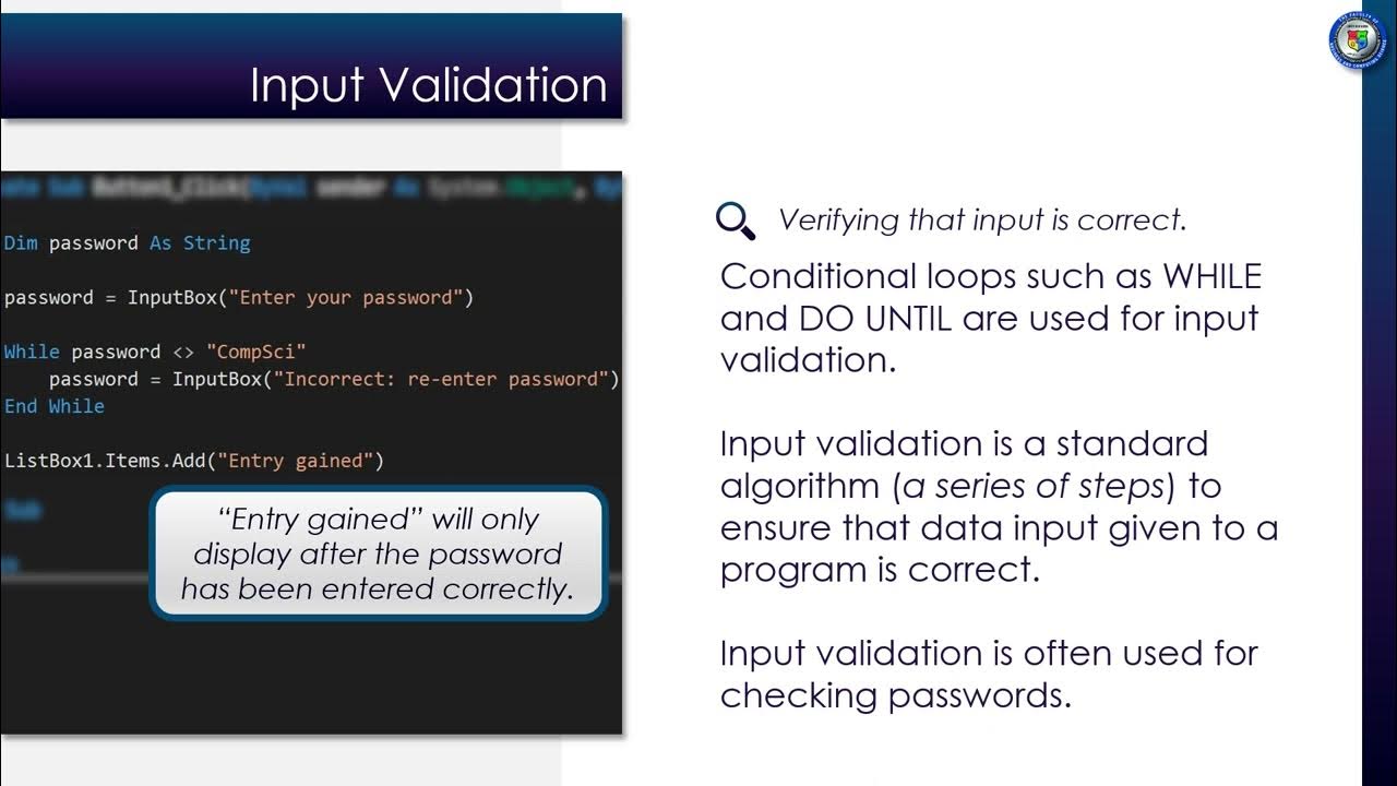 Implementation - Conditional Loop Constructs / Input Validation - YouTube