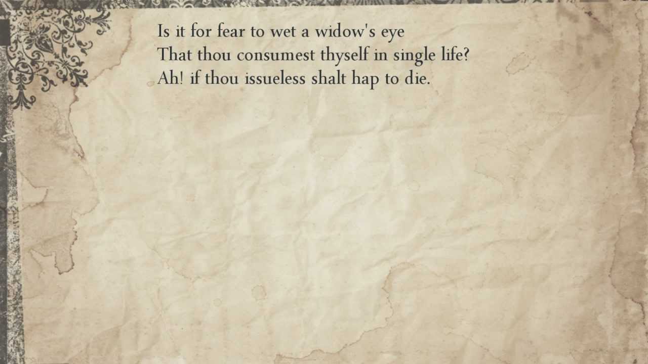 Shakespeare sonnets (Literature/Poetry) Sonnet 9: Is it for fear to wet ...