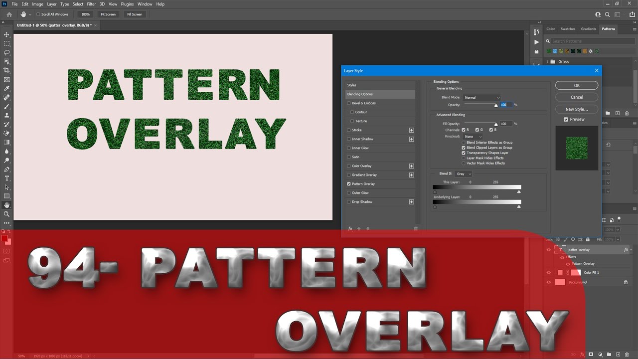 94- Adobe Photoshop cc Dersleri - Pattern Overlay - Doku Ekleme - YouTube