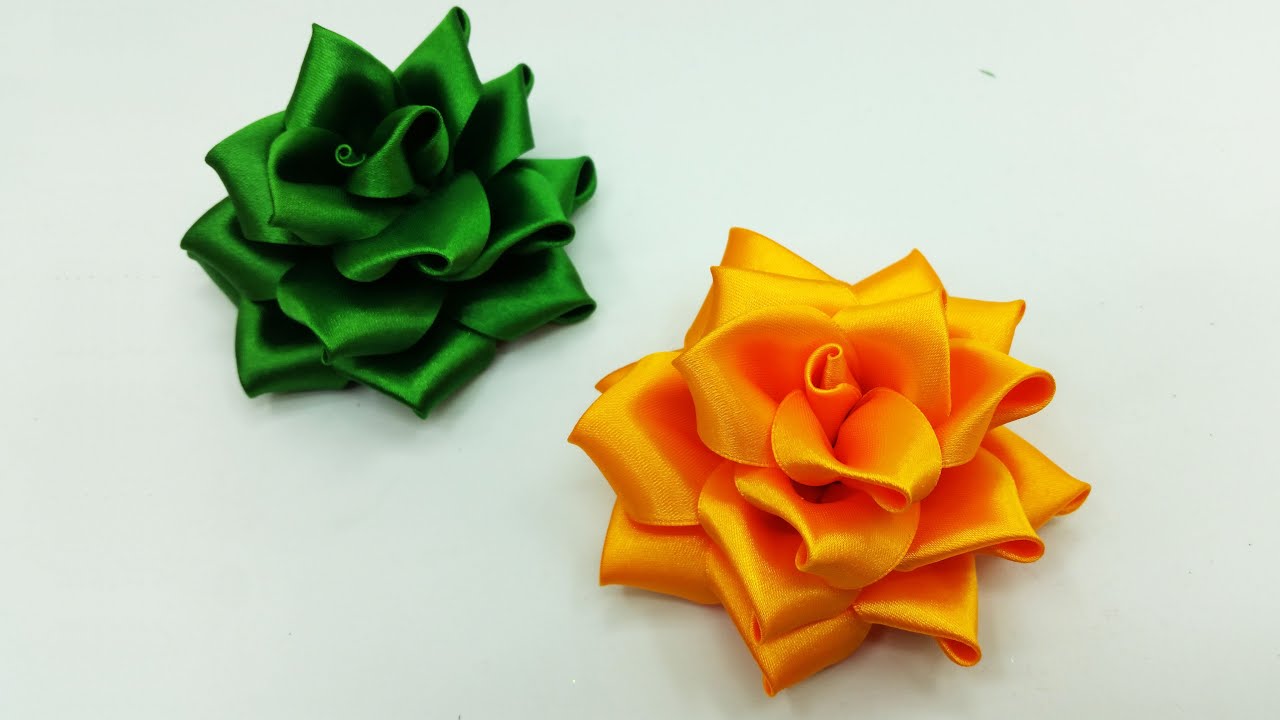 DIY Ribbon Rose Flowers | How to make ribbon rose | Ribbon Decoration ...