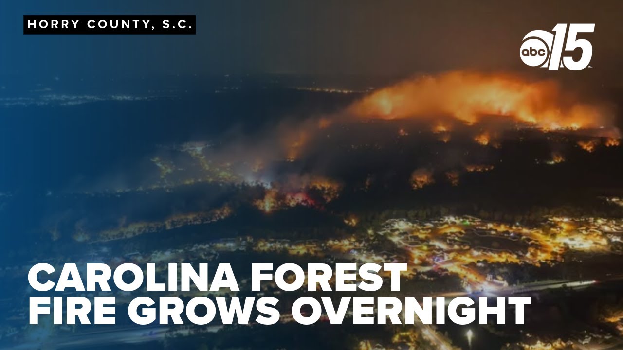 Carolina Forest Wildfire doubles from 600 to 1200 acres overnight - YouTube