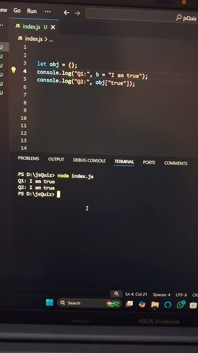 JavaScript Object : obj[true] vs obj["true"] Explained! | #JavaScript #QuizifyCoder - YouTube