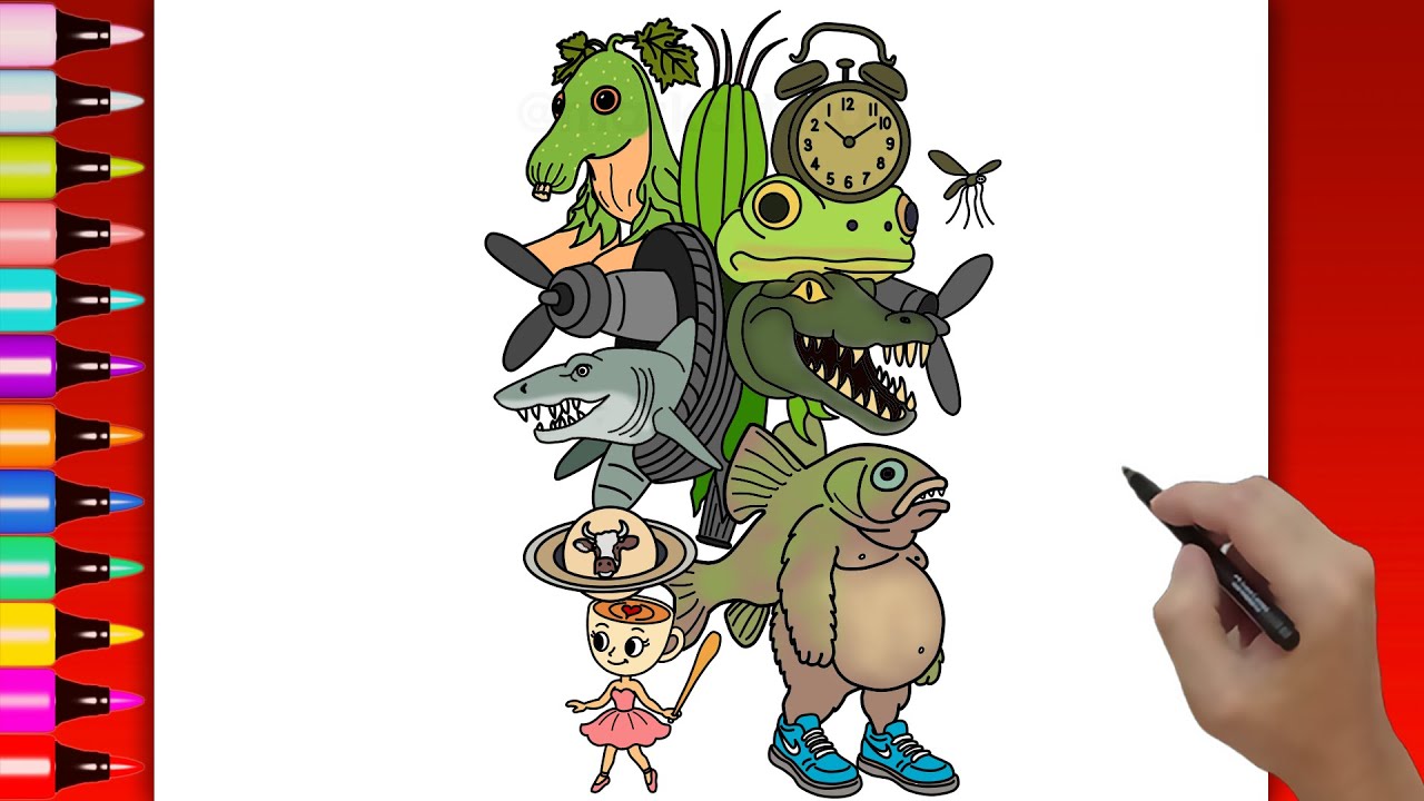HOW TO DRAW LA VACA TRIPA TROPA CROCODILO BOMBARILO TRALALA BALLERINA ...