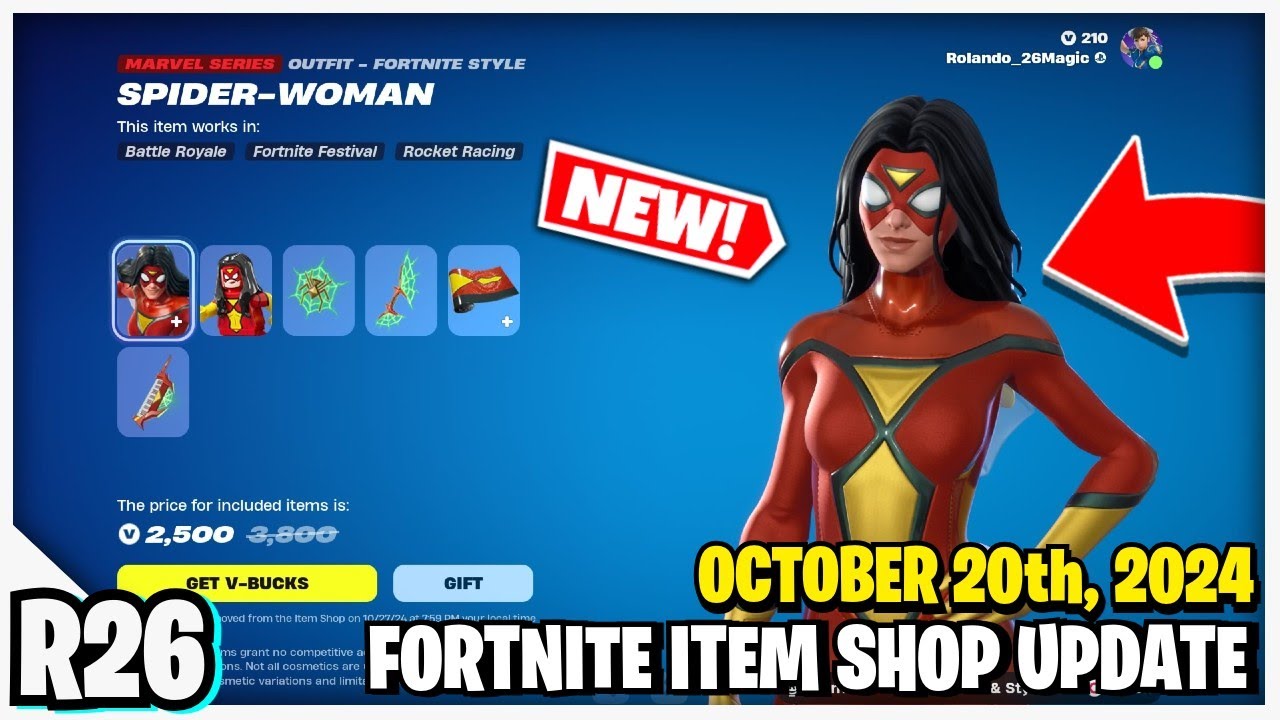 Fortnite Item Shop *NEW* SPIDER-WOMEN SKIN! - YouTube