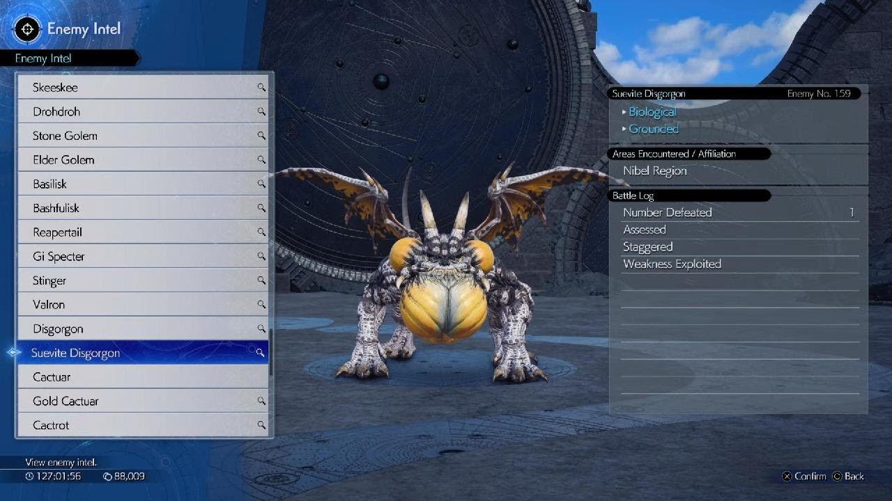 FINAL FANTASY VII REBIRTH enemy number 159 suevite disgorgon enemy ...