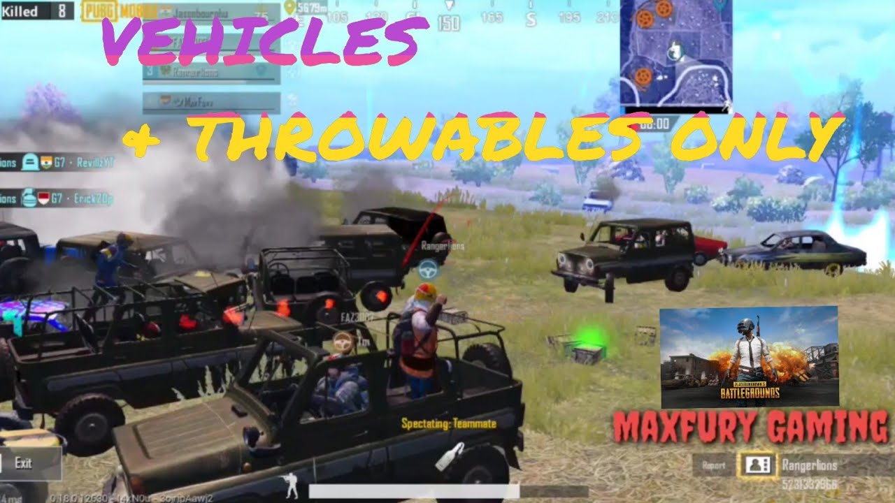 PUBG 👑 Crown Legends 👑 Custom Room Match... Vehicles & throwables Only ...