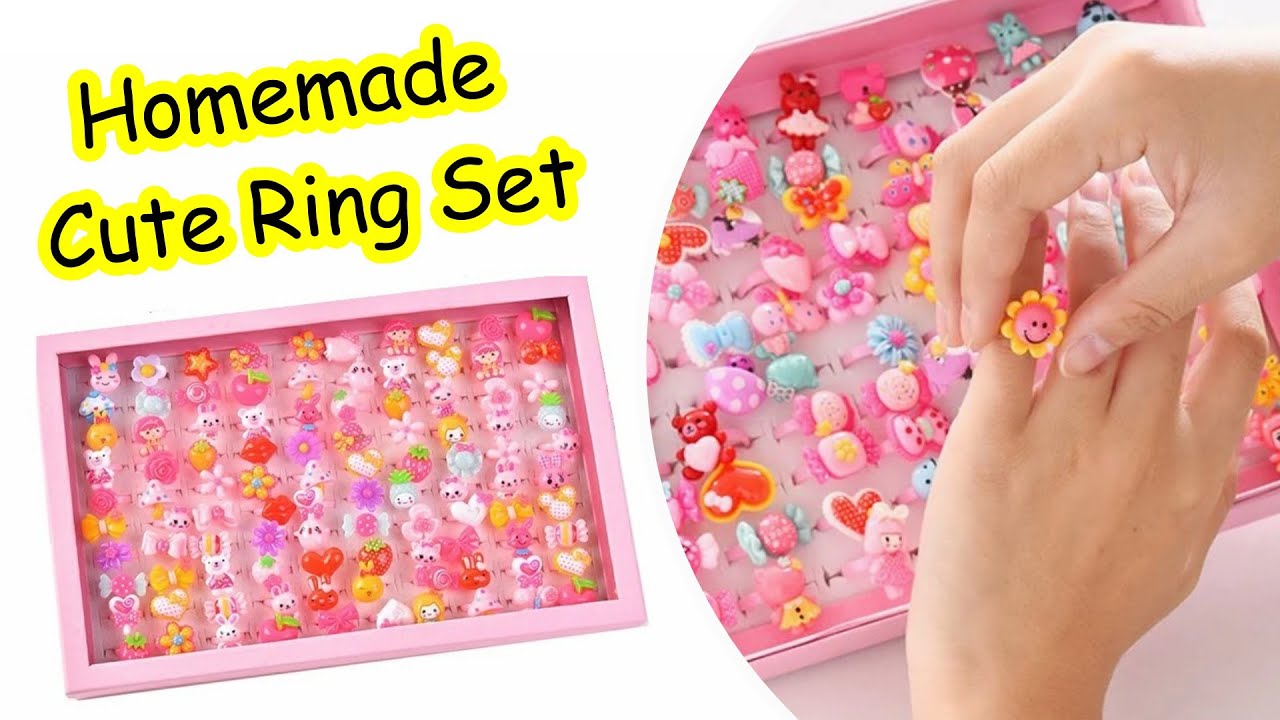 How to make cute rings set ||Homemade cute ring set at home||Diy ring ...