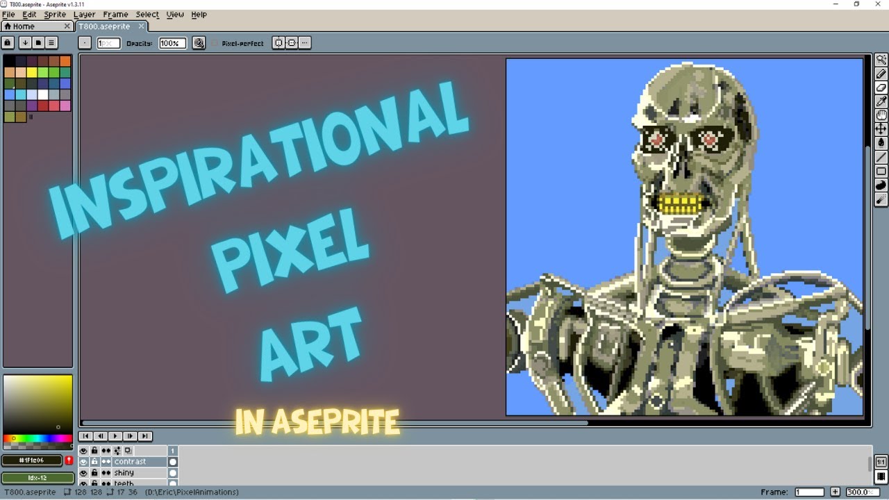 Inspirational Pixel Art in Aseprite 14 - T800 Terminator - YouTube