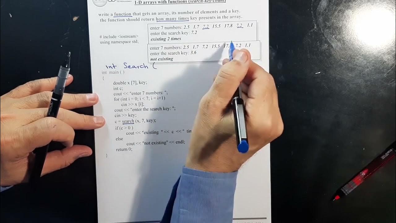 07 C++ Programming 1-D arrays with functions (search key count) - YouTube