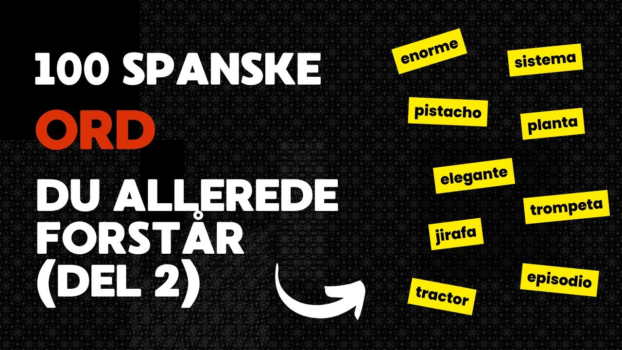 100 Spanske Ord Du Allerede Forstår (Del 2) - YouTube